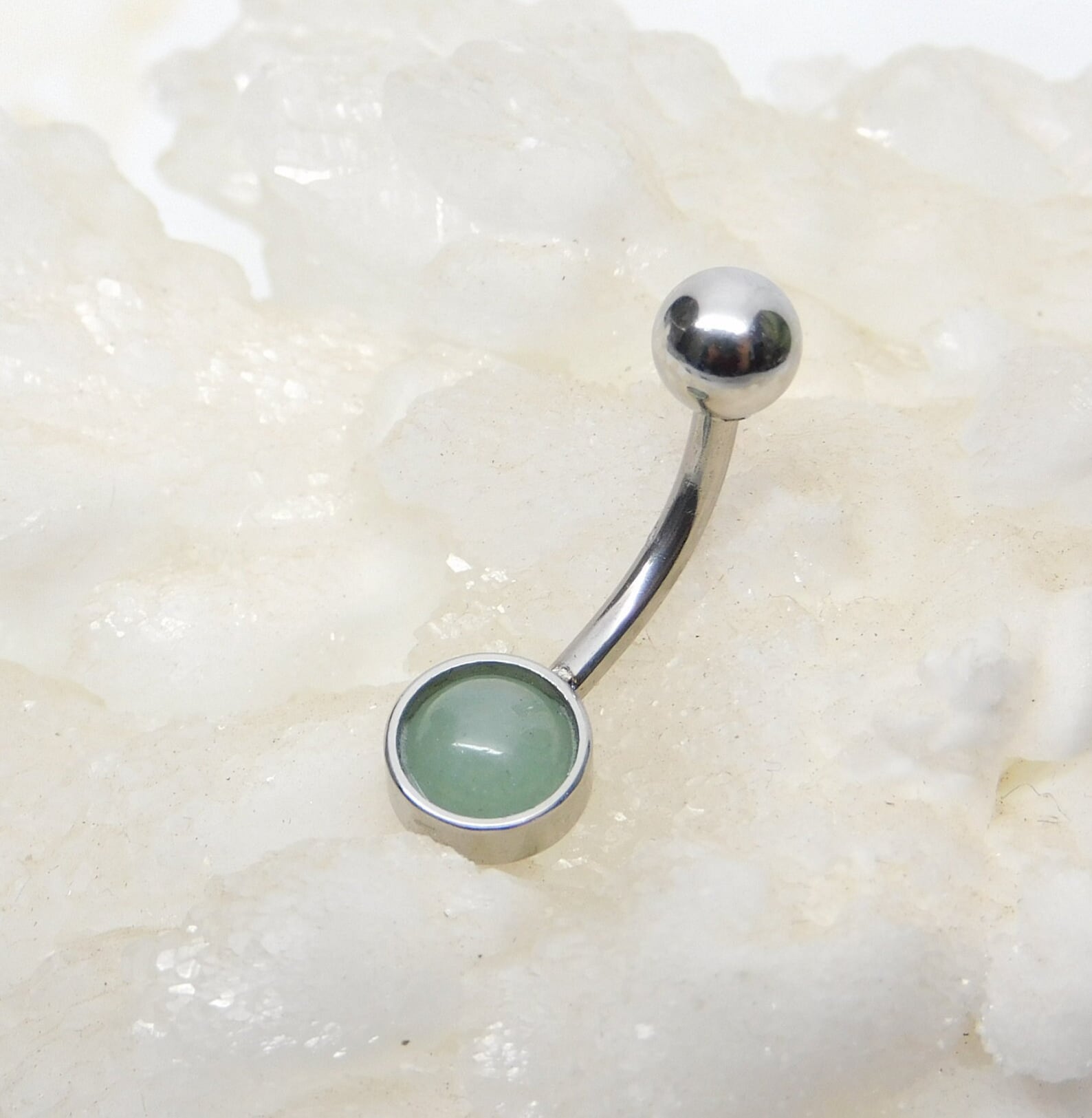 Green Aventurine Gemstone Belly Ring With Small 6mm Stone, Non-dangle ...