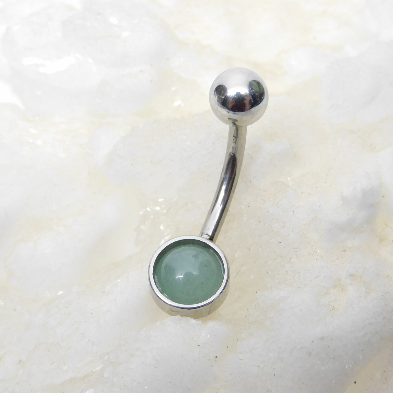 Green Aventurine Gemstone Belly Ring With Small 6mm Stone, Non-dangle ...