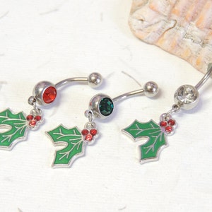 Christmas Holly Belly Ring Christmas Belly Ring Holiday | Etsy