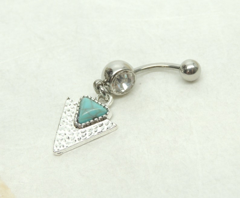 Turquoise Arrowhead Belly Ring Dangle Belly Ring Turquoise - Etsy