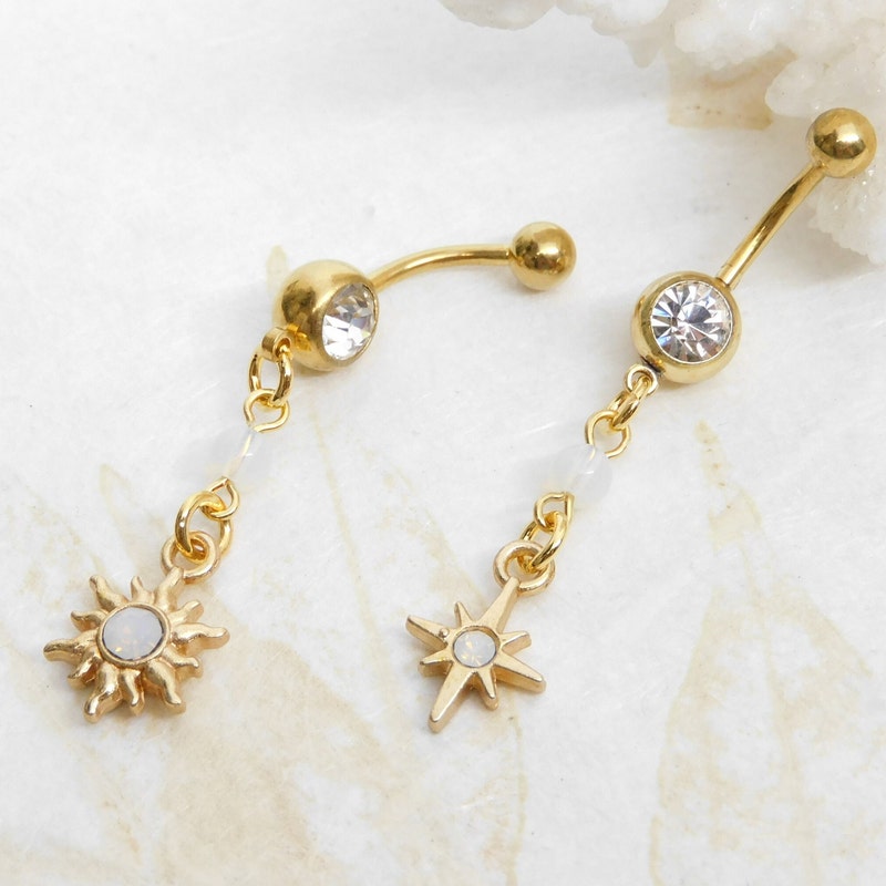 Moon and Sun Navel Ring - Etsy