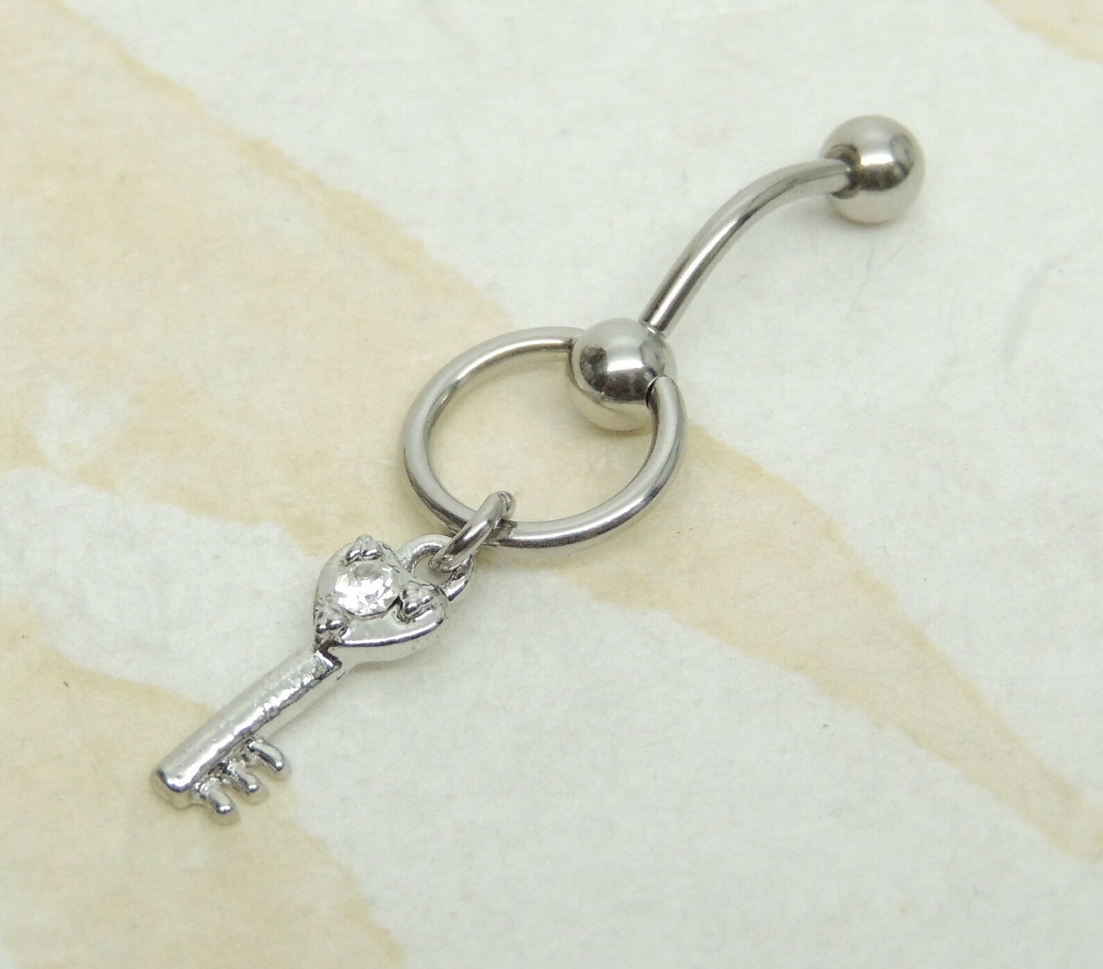 Vertical Hood Piercing With Key Charm VCH Vertical Clitoral - Etsy