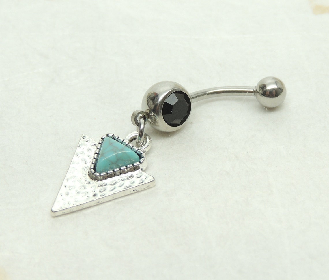 Turquoise Arrowhead Belly Ring Dangle Belly Ring Turquoise | Etsy