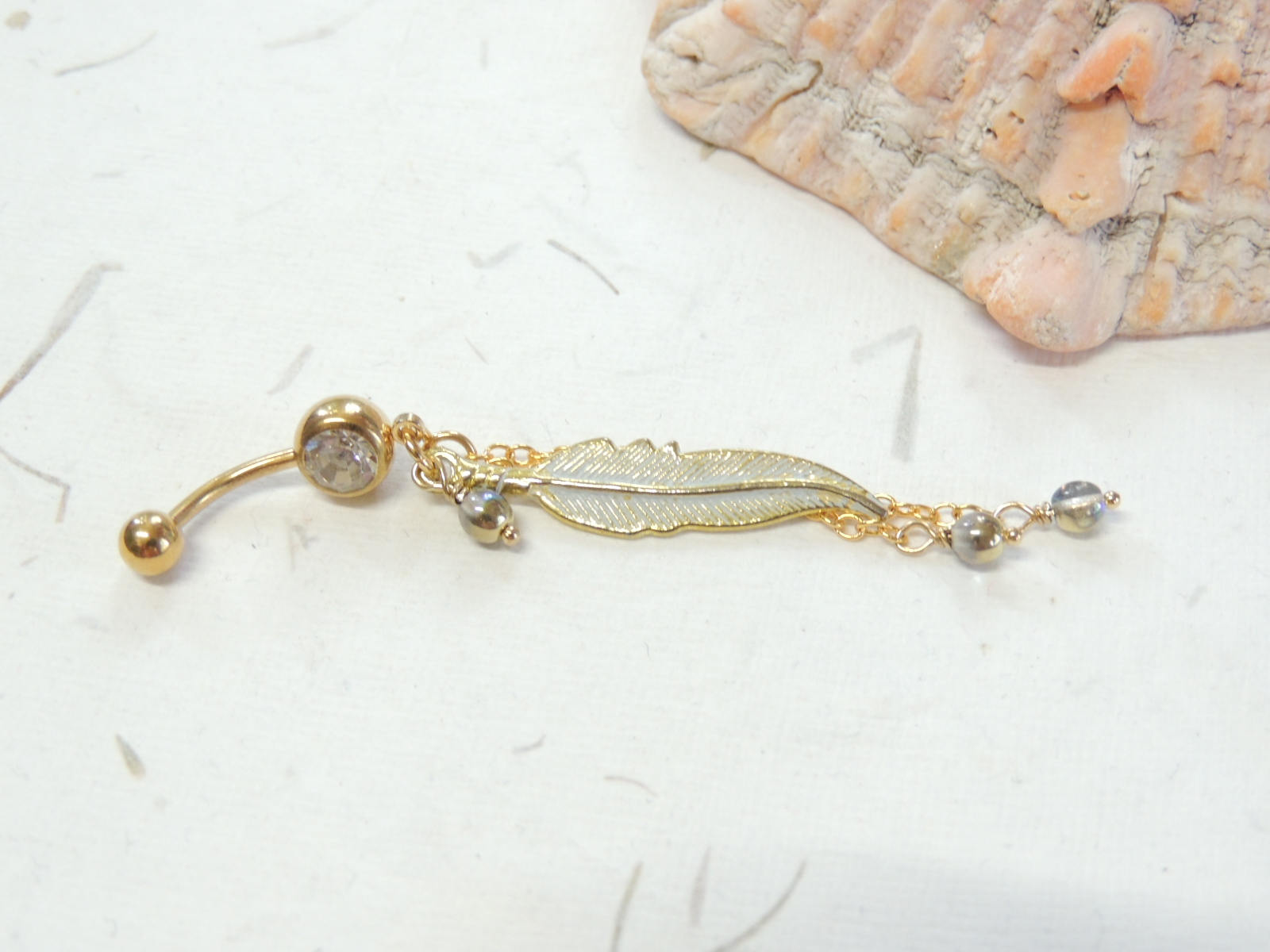 Boho Gypsy Tribal Feather Belly Button Ring Gold Feather | Etsy