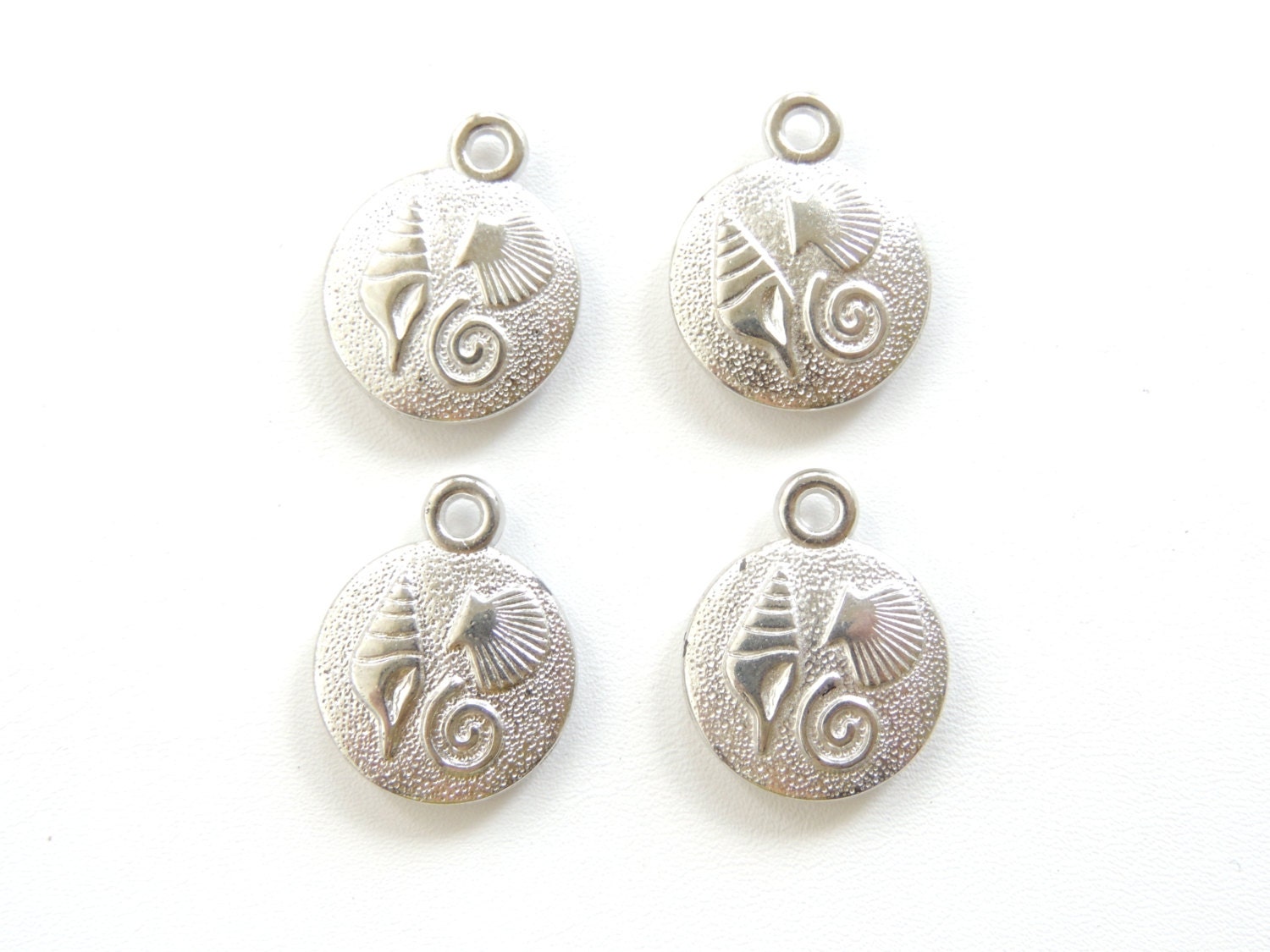 4 Pieces Silver Plated Sea Shell Charms Nautical Charm Beach | Etsy