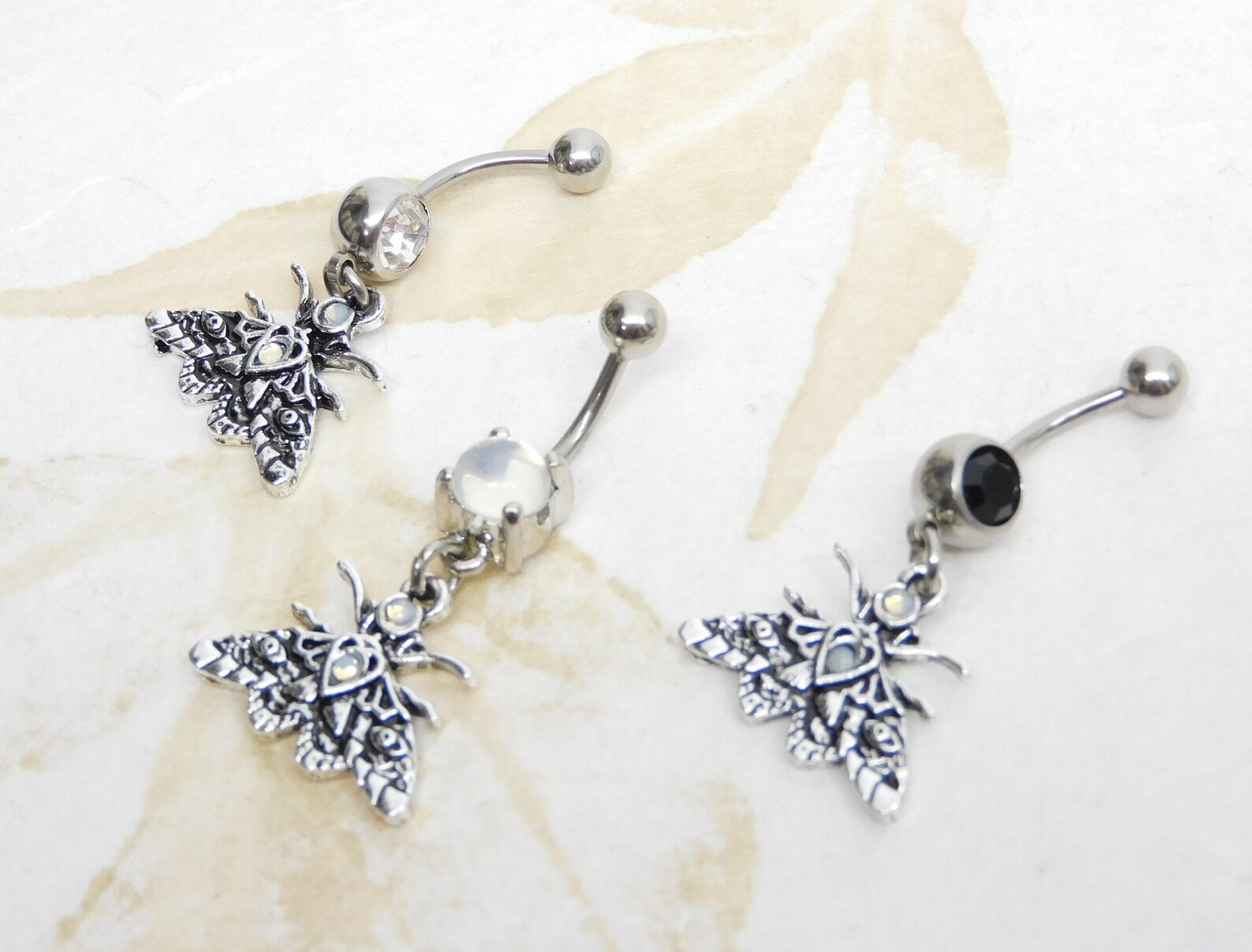 Moth Belly Ring You Choose Barbell Color Belly Button - Etsy