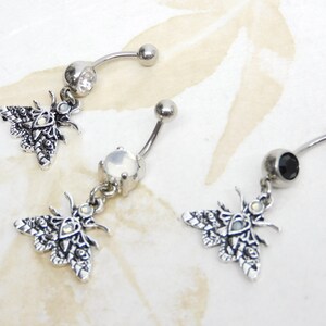 Moth Belly Ring You Choose Barbell Color Belly Button - Etsy