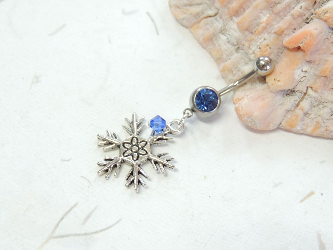 Snowflake Belly Button Ring Belly Button Jewelry Dangle | Etsy