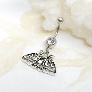 Moth Belly Ring You Choose Barbell Color, Moon Phase Luna Moth, 14g ...