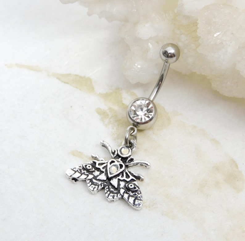 Moth Belly Ring You Choose Barbell Color Belly Button - Etsy