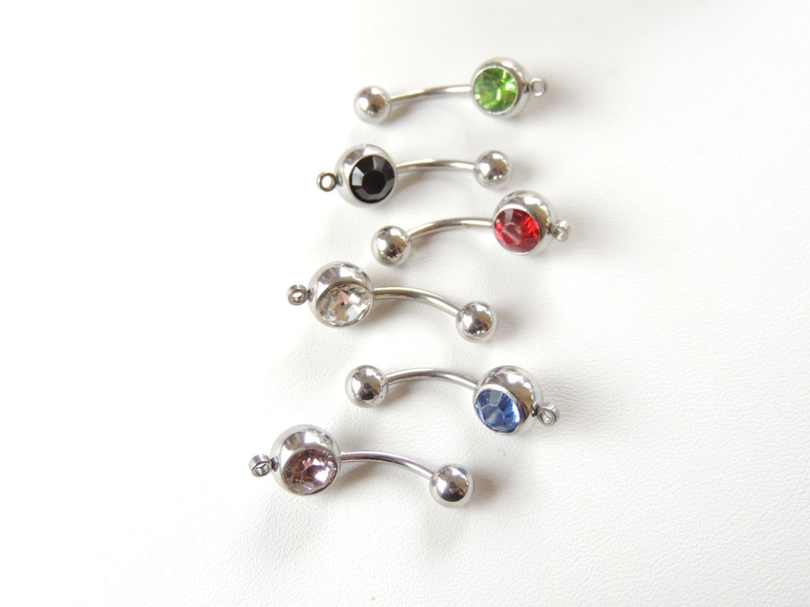 Add a Charm Belly Rings 6 Pc Assortment Mixed Colors Belly - Etsy