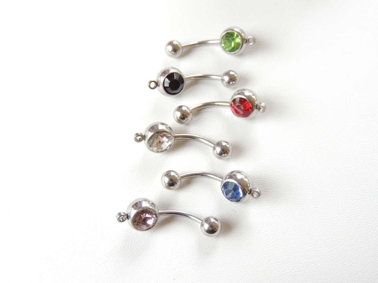 Add a Charm Belly Rings 6 Pc Assortment Mixed Colors Belly - Etsy