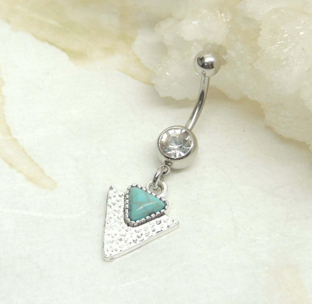 Turquoise Arrowhead Belly Ring, Dangle Belly Ring, Turquoise Belly Ring ...