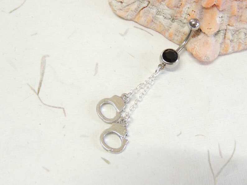 Handcuff Belly Button Ring You Choose Barbell Color, Dangle Belly Ring ...