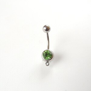 Add a Charm Belly Button Ring 1 Pc, Light Green Crystal Belly Ring With ...