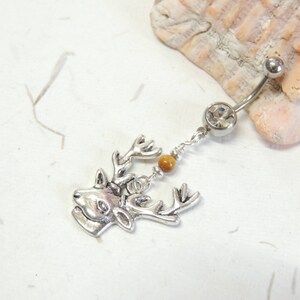 Deer Belly Button Ring With Tigers Eye Belly Button Jewelry - Etsy