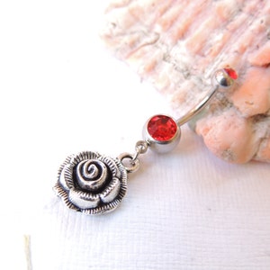 Rose Belly Button Ring Belly Button Jewelry Dangle Belly | Etsy