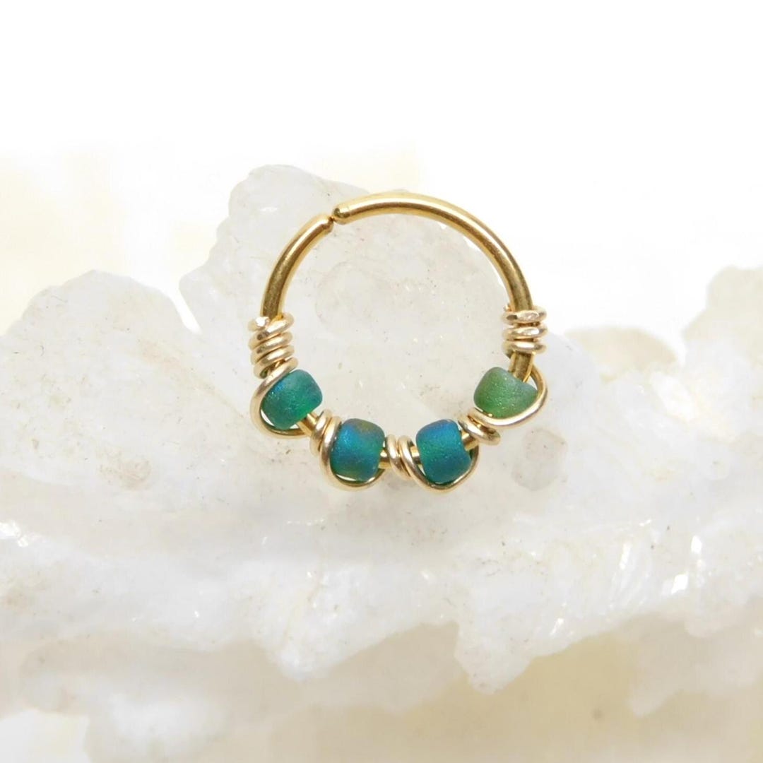 Rainbow Peacock Nose Hoop Nose Ring, Thin Small Nose Hoop Cartilage ...