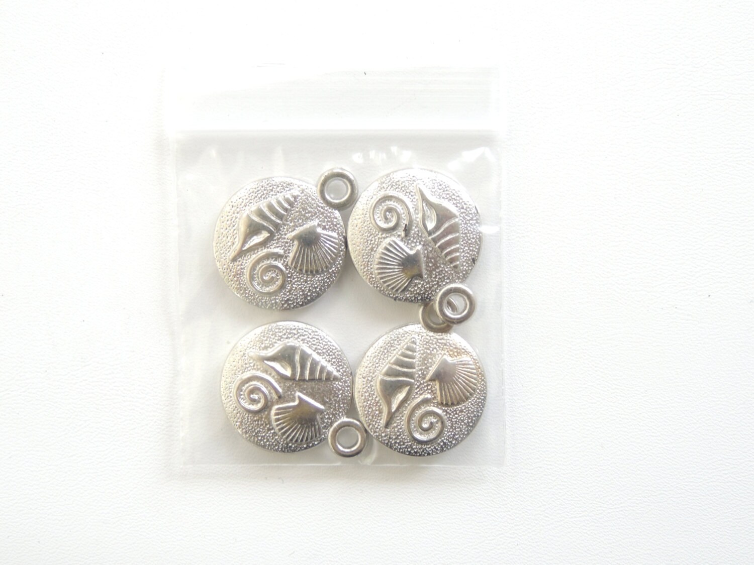 4 Pieces Silver Plated Sea Shell Charms Nautical Charm Beach | Etsy