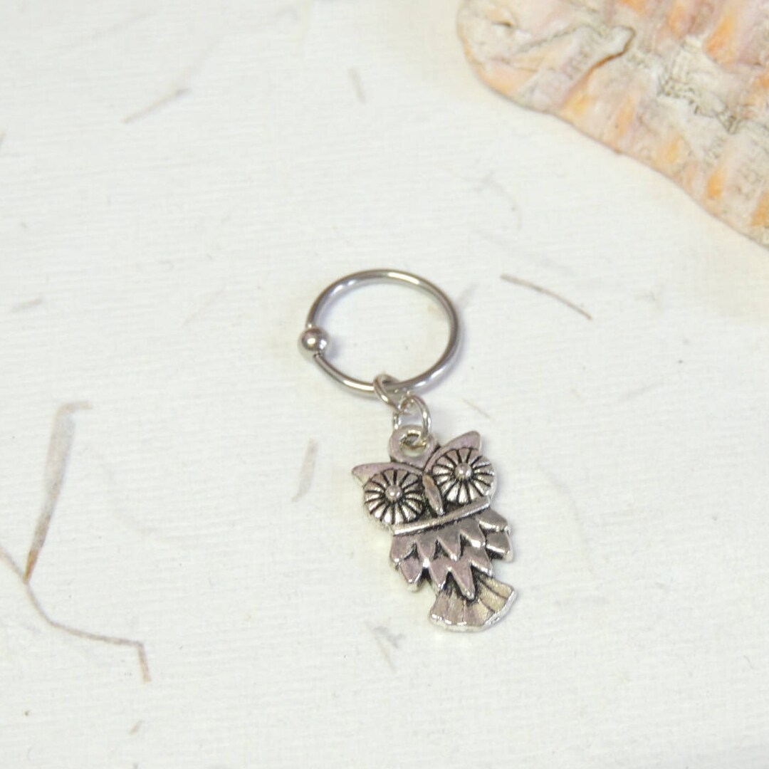 Owl Cartilage Hoop Earring CBR Captive Bead Ring Helix - Etsy
