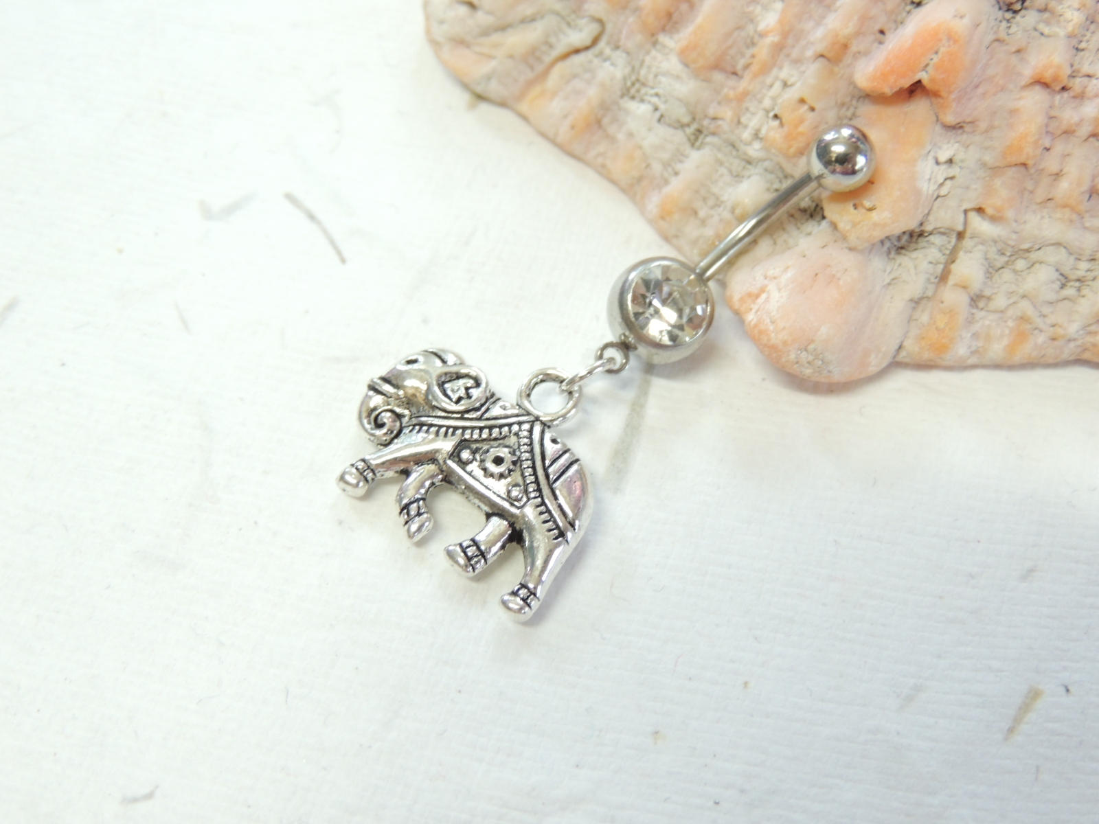 Elephant Belly Button Ring You Choose Barbell Color, Lucky Silver ...