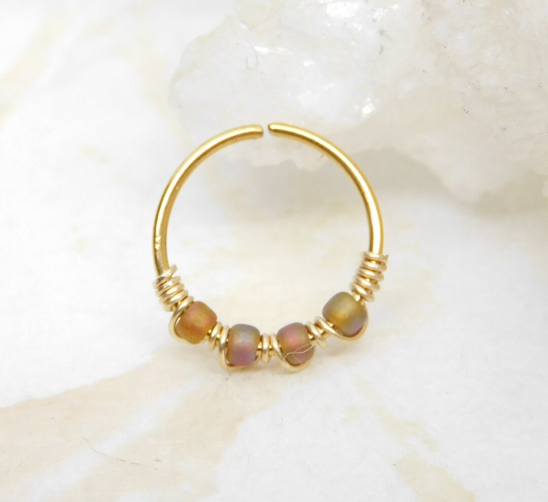 Modern Nose Ring Hoop, Gold Nose Ring, Thin Small Nose Hoop Cartilage ...