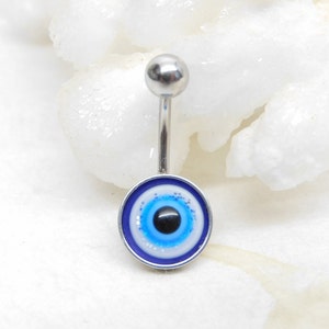 Sparkly Evil Eye Belly Ring, 14g Non Dangle Belly Ring, All Seeing Eye ...