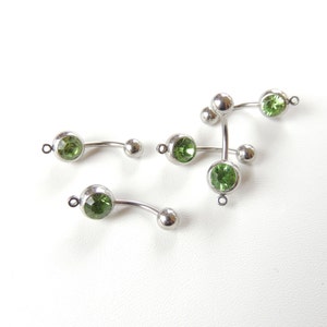 Add a Charm Belly Button Ring 1 Pc, Light Green Crystal Belly Ring With ...