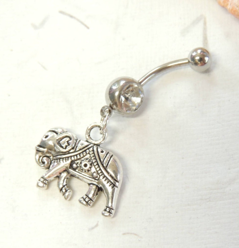 Elephant Belly Button Ring You Choose Barbell Color, Lucky Silver ...