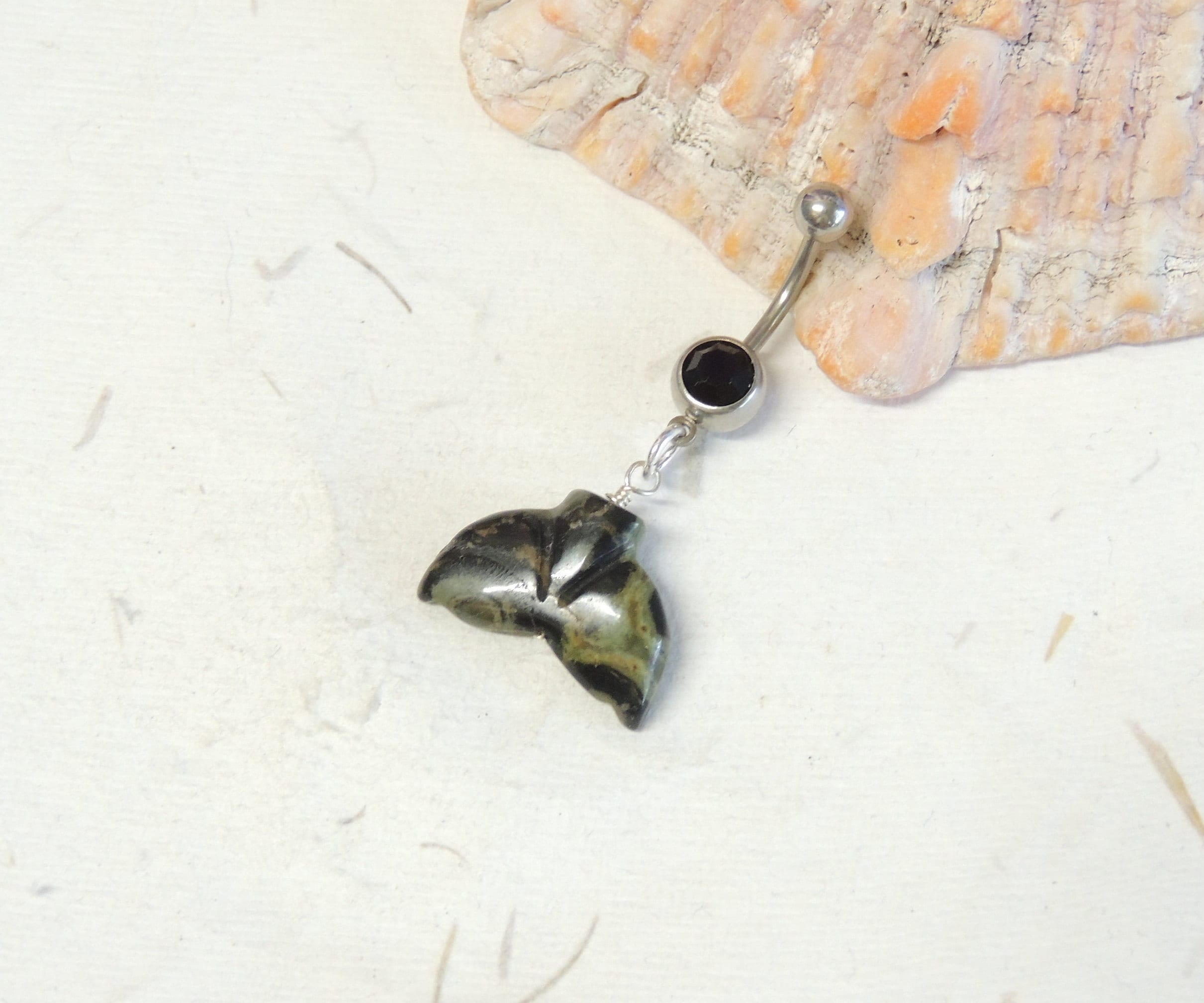 Whale Tail Belly Button Ring Gemstone Belly Rings Whale Tail - Etsy UK