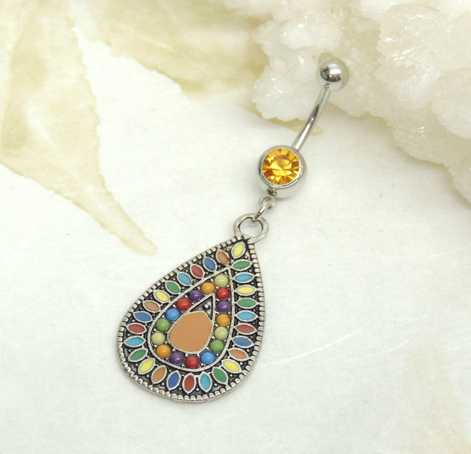 Multi Colored Ombre Belly Ring You Choose Barbell Gem Color | Etsy