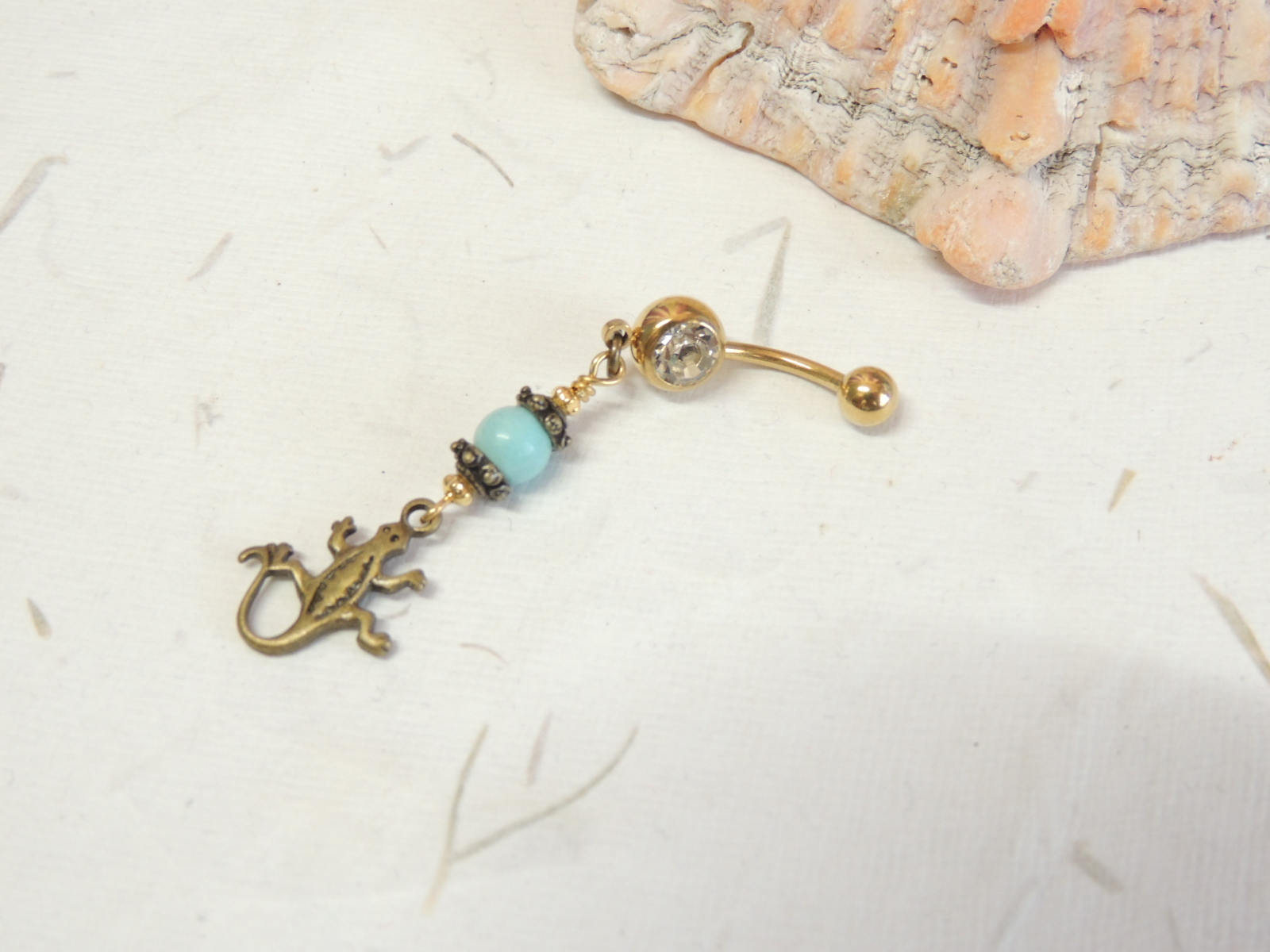 Lizard Belly Ring Belly Button Jewelry Long Dangle Belly | Etsy