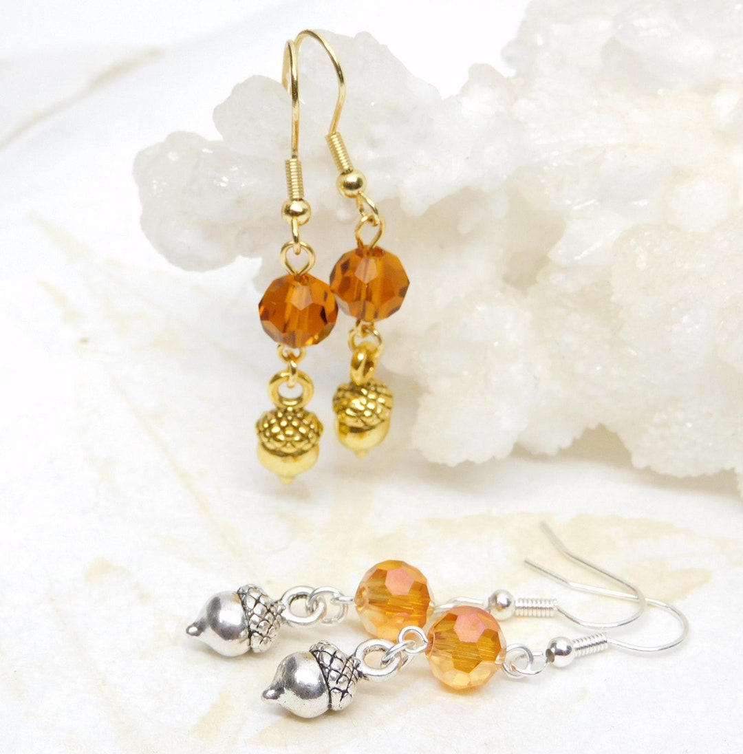 Autumn Fall Acorn Dangle Earrings You Choose Color and Finish, Fall ...