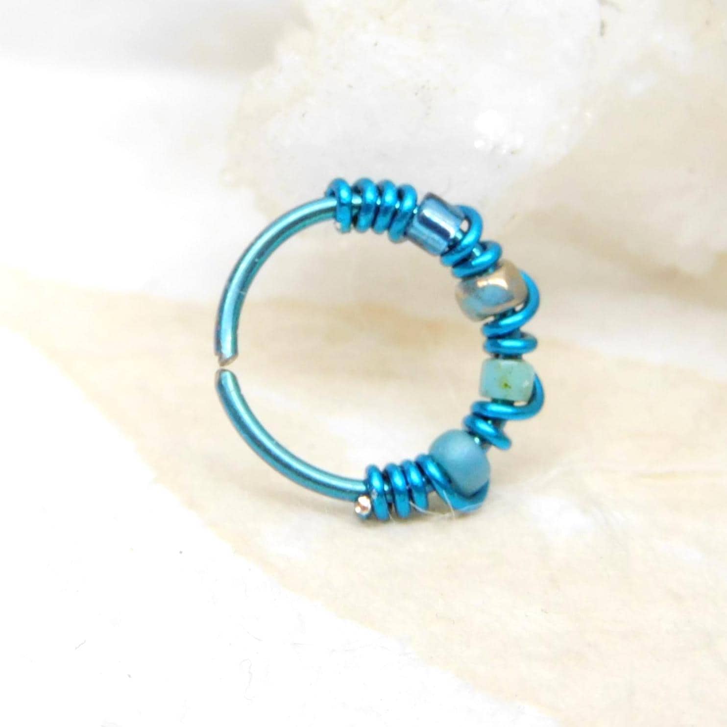 Blue Niobium Nose Hoop, 20g 8mm 10mm Nose Hoop, Blue Hoop, Tragus Hoop ...