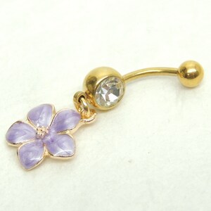 Purple Lilac Lavender Flower Belly Ring You Choose Barbell Style, Gold ...