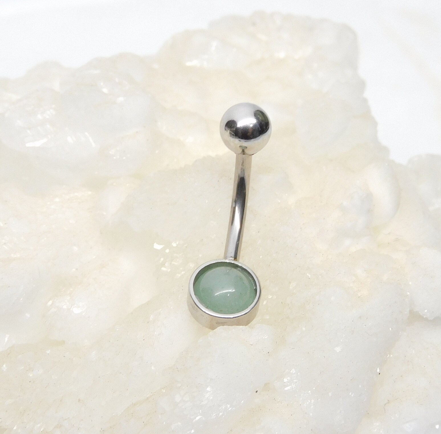 Green Aventurine Gemstone Belly Ring With Small 6mm Stone, Non-dangle ...