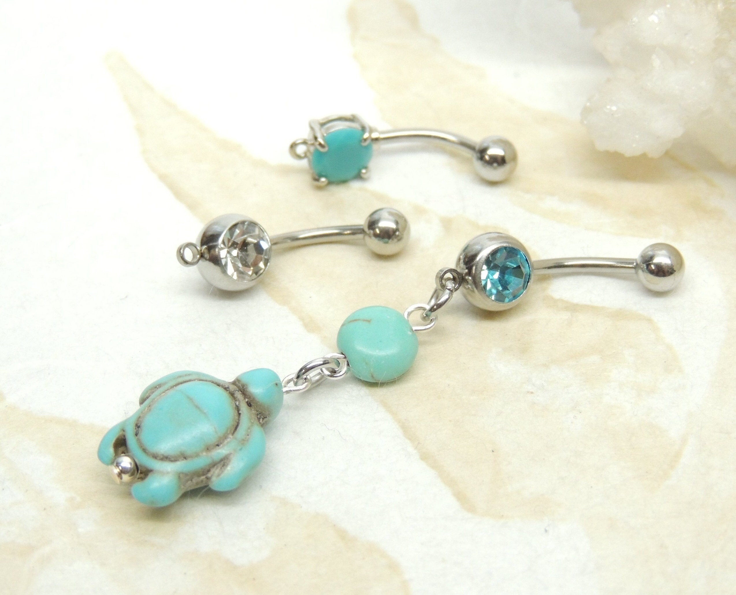 Turquoise Turtle Belly Button Navel Ring, Dangle Belly Ring, Turquoise ...