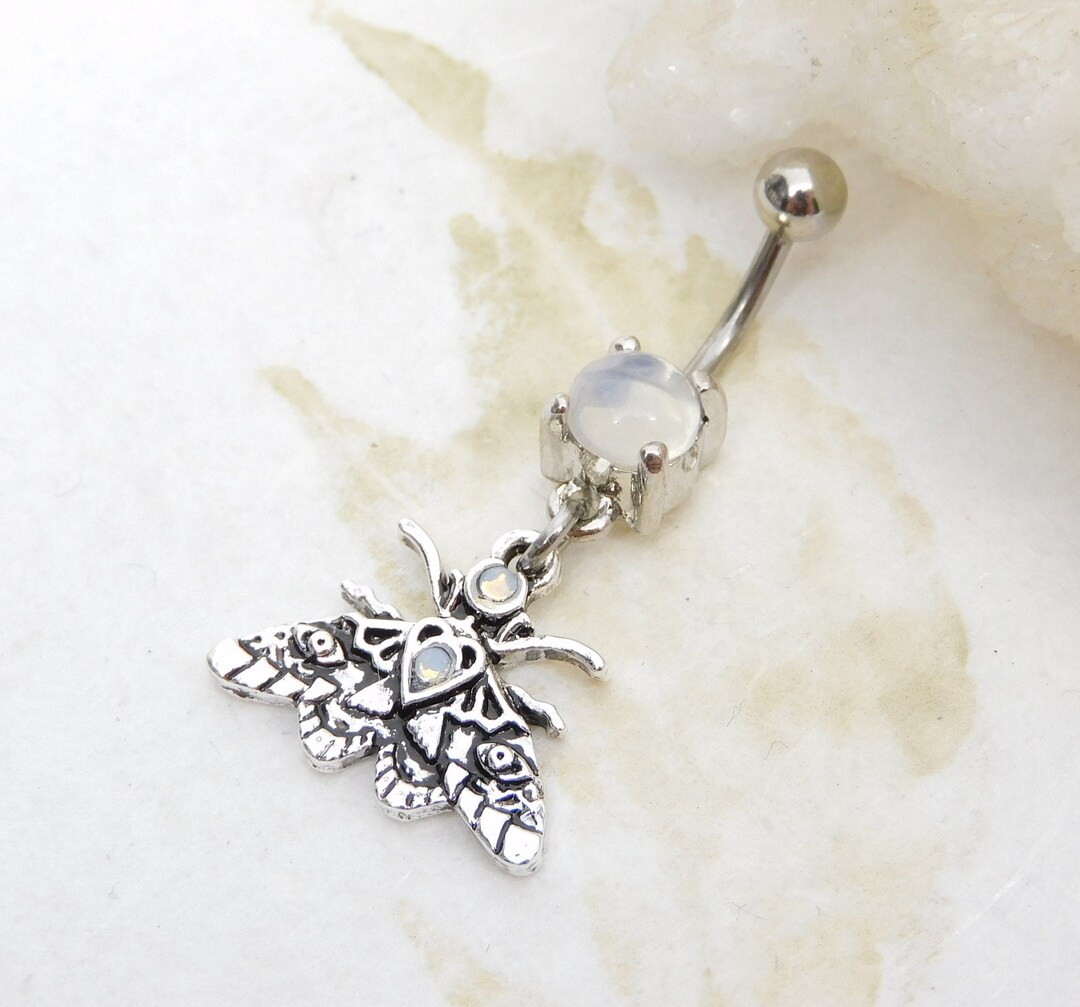 Moth Belly Ring You Choose Barbell Color Belly Button - Etsy