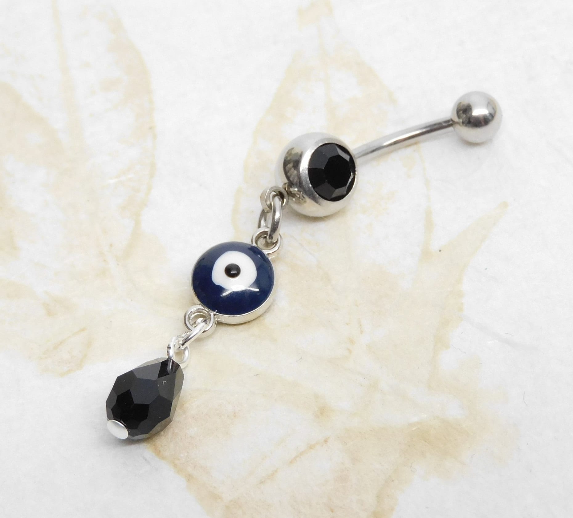 Evil Eye Dangle Belly Ring, All Seeing Eye, 14g Belly Ring, Navel ...