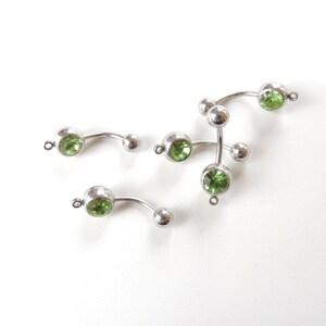 Add a Charm Belly Button Ring 1 Pc, Light Green Crystal Belly Ring With ...