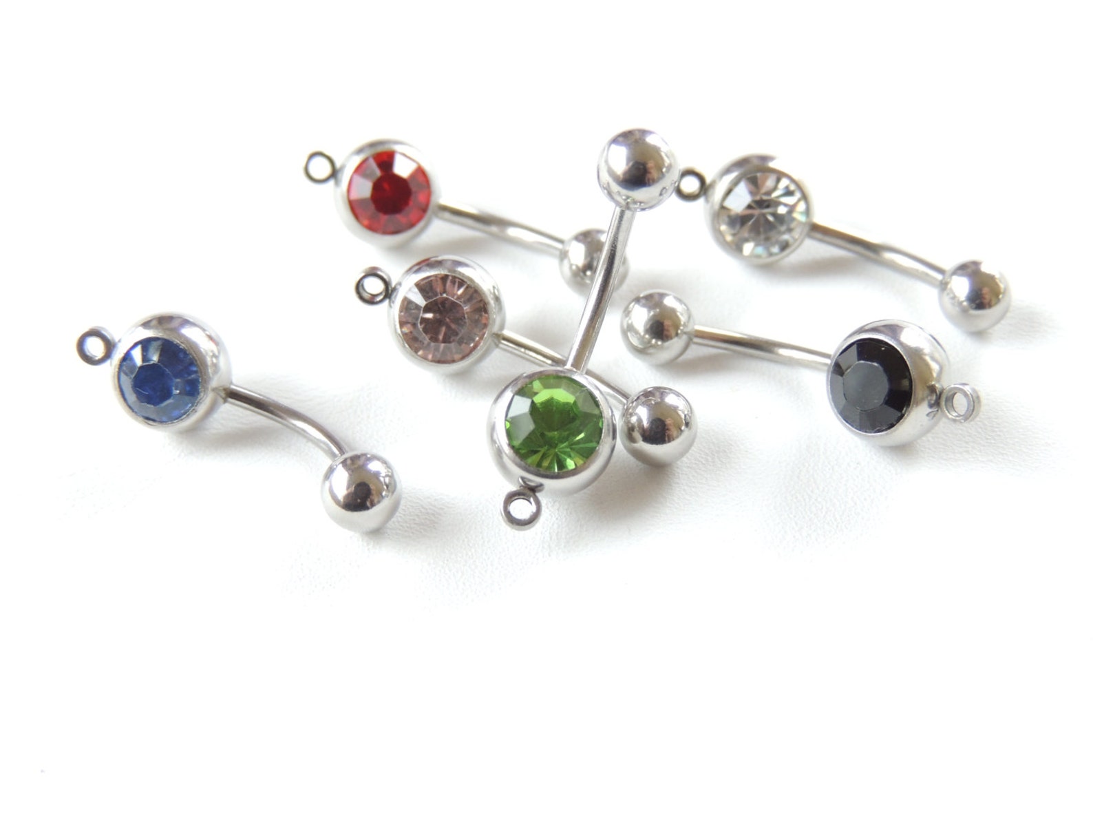 Add a Charm Belly Rings 6 Pc Assortment Mixed Colors Belly - Etsy