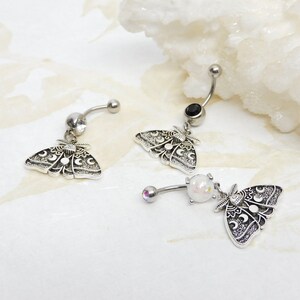 Moth Belly Ring You Choose Barbell Color, Moon Phase Luna Moth, 14g ...