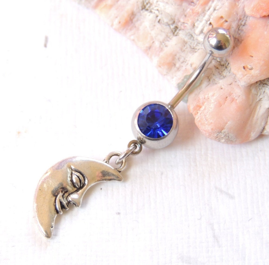 Celestial Sun or Moon Belly Button Ring You Choose Barbell Color, 14g ...