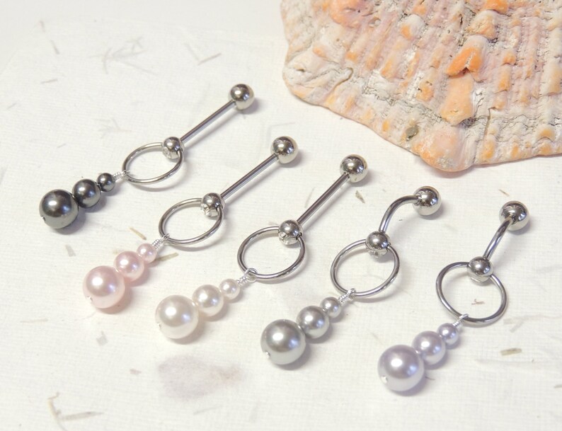 Triple Pearl VCH Vertical Clitoral Hood Piercing 14G VCH Bar - Etsy