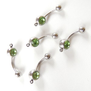 Add a Charm Belly Button Ring 1 Pc, Light Green Crystal Belly Ring With ...
