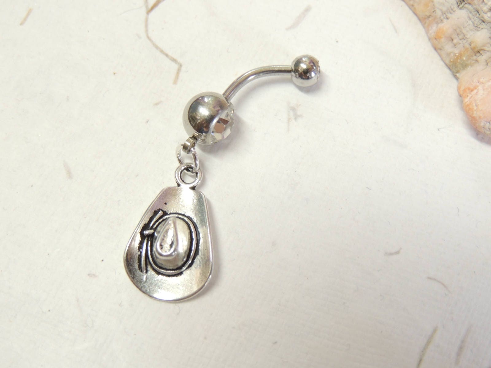 Cowboy Hat Belly Ring, Cowgirl Hat Belly Ring, Country Western, Dangle ...