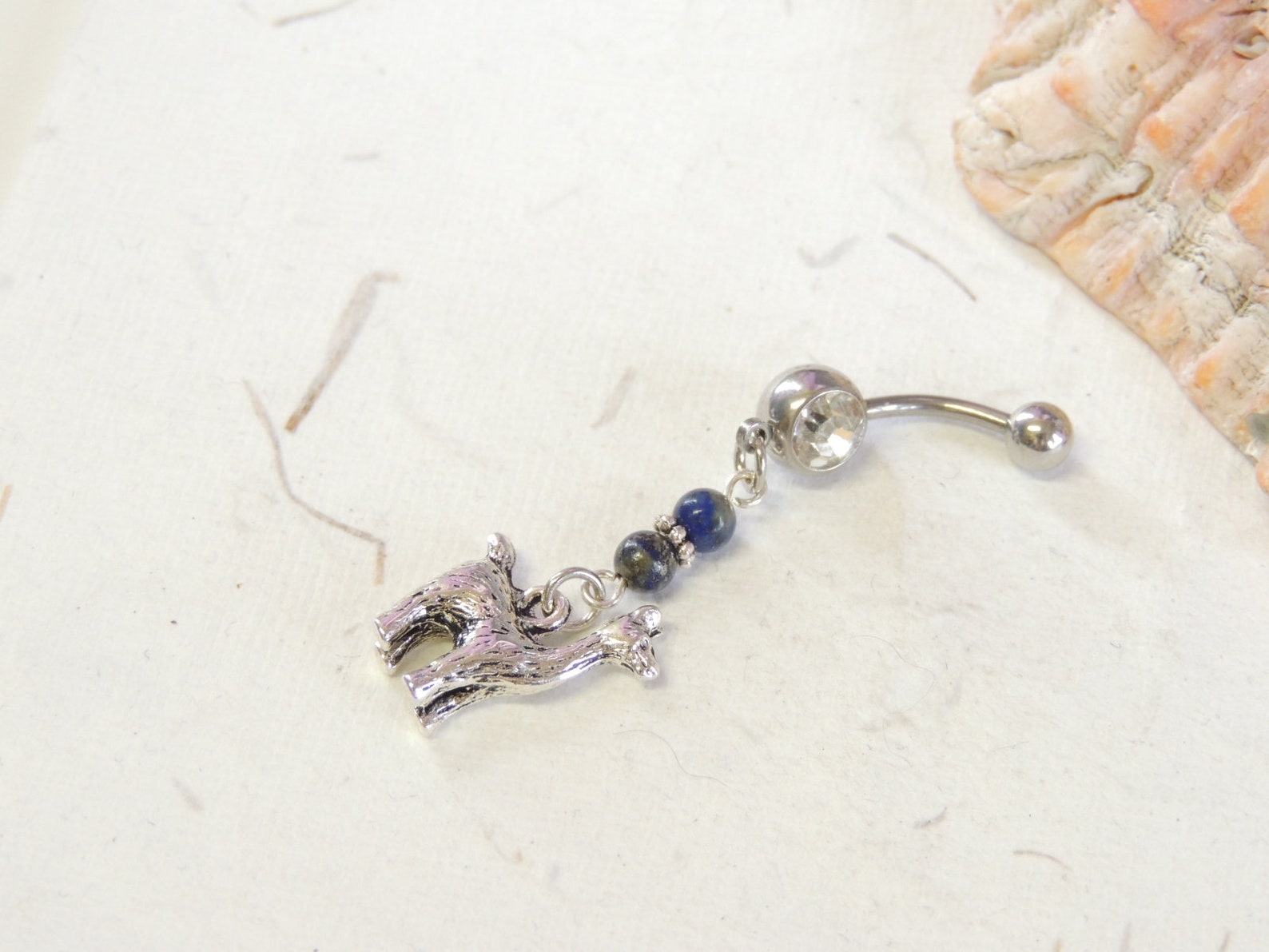 Llama Belly Ring You Choose Gemstone, Animal Belly Ring, Llama Alpaca ...