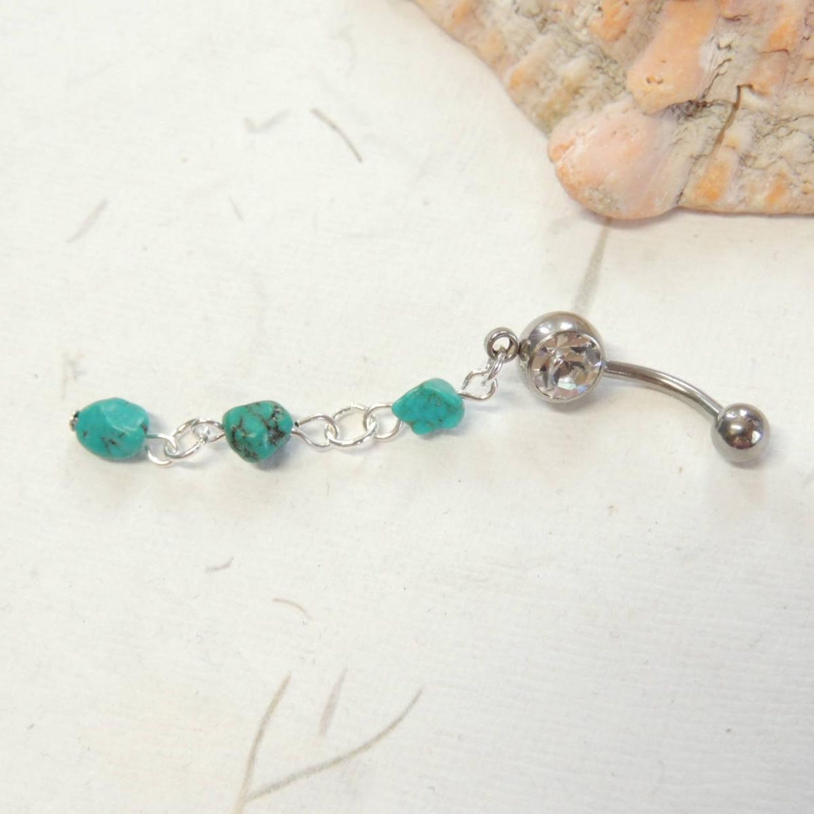 Turquoise Dangle Belly Ring, Belly Button Jewelry, Turquoise Jewelry ...