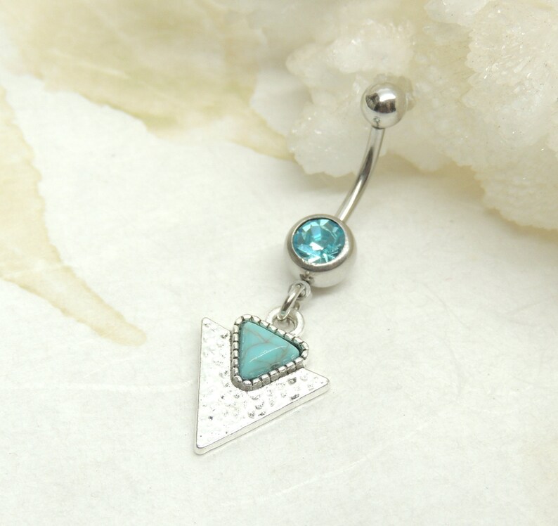 Turquoise Arrowhead Belly Ring Dangle Belly Ring Turquoise - Etsy