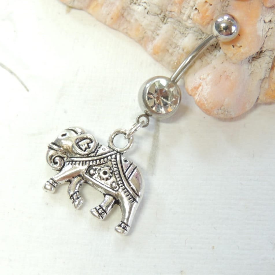 Elephant Belly Button Ring You Choose Barbell Color, Lucky Silver ...